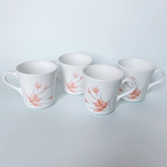 Corningware | Dining | Corning Ware Vintage Peach Flower Mug Set Of 4 ...